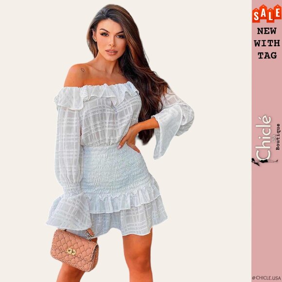 Chicle USA | Dresses | New White Ruffle Dress Large | Poshmark